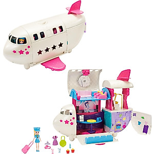 Polly Pocket Travel Toy Playset with 3-inch Doll & Accessories, Transforming Fabulous Flying Jet Airplane Toy