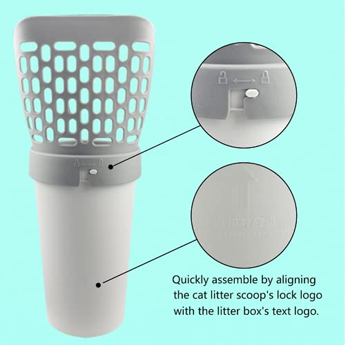 Cat Litter Scoop,Cat Litter Scooper with Trash Container,Removable Cat Litter Scoop Holder，Portable Litter Scooper with Holder Provides 215 Garbage Bags，Cat Scooper&Cat Litter Disposal System In 1