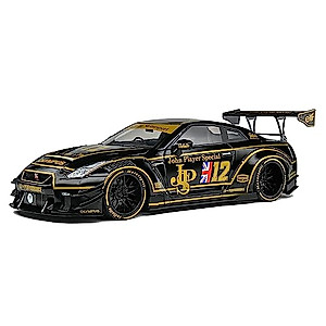 2022 GT-R (R35) RHD (Right Hand Drive) Liberty Walk Type 2" Body Kit #12 Black John Player Special Competition Series 1/18 Diecast Model Car by Solido S1805806