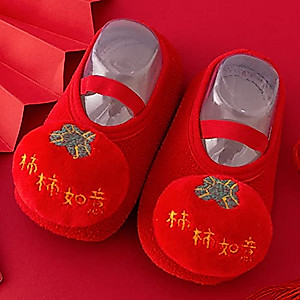Mercatoo Autumn and Winter Children Toddlers Boys and Girls Floor Sports Non Slip Warm Comfortable Solid Color Chinese New Year Style Baby Boy 18 Month (A, 6-12 Months)