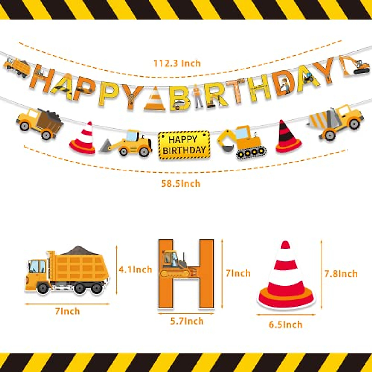 Construction Birthday Party Supplies, 207 Pcs Dump Truck Party Decoration For Boys Kids Birthday Party - Banner, Cake and Cupcake Toppers, Forks, Knives, Spoons, Straws, Plates, Balloons, Invitation Cards, Tablecloth, Party Signs, Cups, Napkins Serves 16