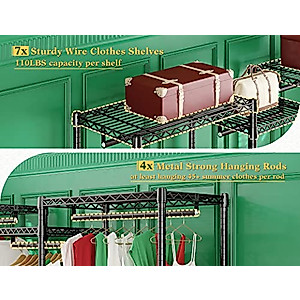 Raybee Clothes Rack Heavy Duty Clothing Racks for Hanging Clothes 725LBS Capacity Metal Clothing Rack Heavy Duty Wire Garment Rack Freestanding Portable Clothes Rack Sturdy 77" H x 70.5" W x 13.8" D