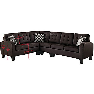 Homelegance Sinclair 84" x 107" Fabric Sectional Sofa, Chocolate