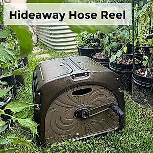 Giraffe Tools SW5 Metal Hose Reel Box, Heavy Duty Garden Hose Storage Reel Hideaway, Crank Handle, 150ft 5/8" Hose Capacity, Green