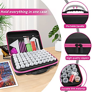 Bofoho Diamond Art Painting Storage Case - 60 Slots Diamond Art Painting Accessories and Tools, Portable Diamond Art Shockproof Jars Organizers Jewelry Storage Box