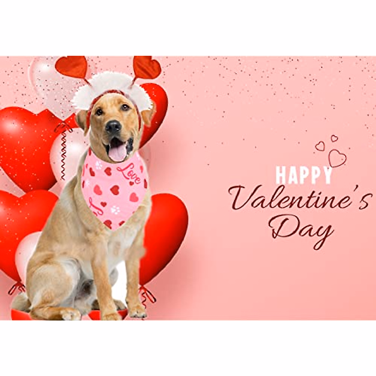 Valentine's Day Dog Headband and Dog Saliva Towel,Valentines Day Pet Costume Accessories,Valentines Day Pet Outfit Hair Accessories