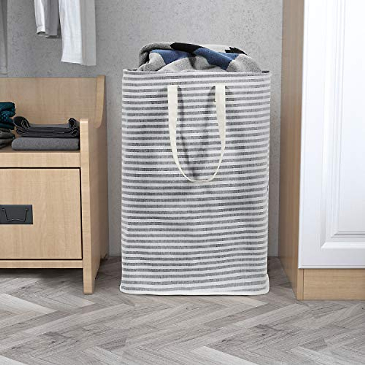 Lifewit 72L Freestanding Laundry Hamper Collapsible Large Clothes Basket with Easy Carry Extended Handles for Clothes Toys, Grey and Blue