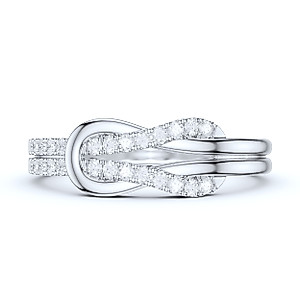 PRSTANI 14k White Gold Tie The Love Knot Genuine Moissanite Intertwined Ring Promise Ring (8)