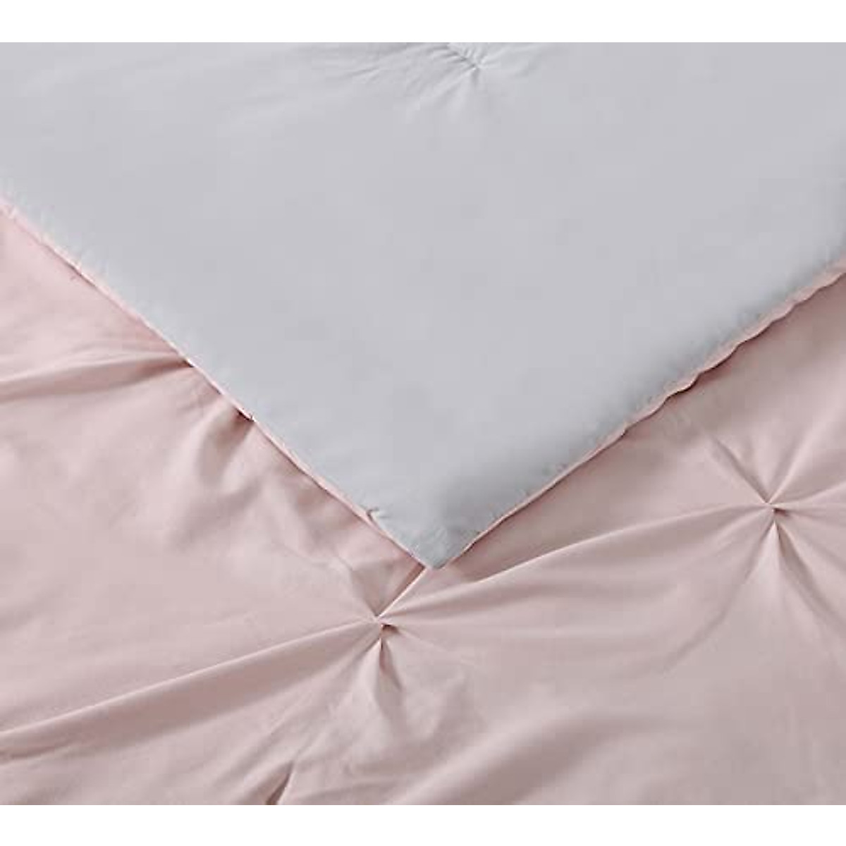 My World Full/Queen Pleated 3-Piece Comforter Set, Blush/Silver Grey