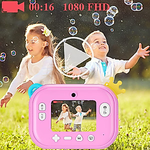 Instant Print Camera for Kids with 12 Rolls Refill Paper, Digital Camera for Girls Christmas Birthday Gifts, Purple Instant Camera for Toddler Children, Photo Toy Camera, 32G SD Card
