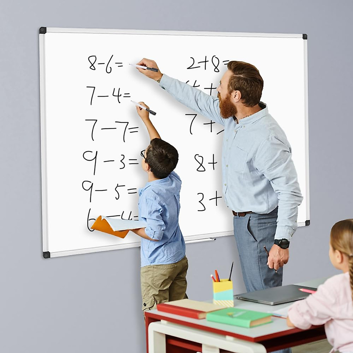 XBoard Porcelain Magnetic Dry Erase Board 48 x 36 Inch, Porcelain Whiteboard with Aluminium Frame & Marker Tray 4' x 3' | Wall Mounted Magnetic White Board for Home School Office