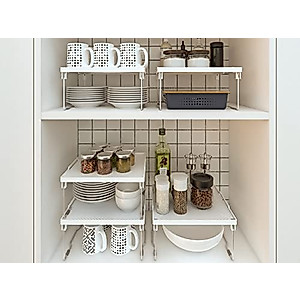 ums Plastic Kitchen Cabinet Shelf organizer- stackable, useable for your spice, fridge, shelf, freezer, pantry (28X30 cm) (Pack of 2)