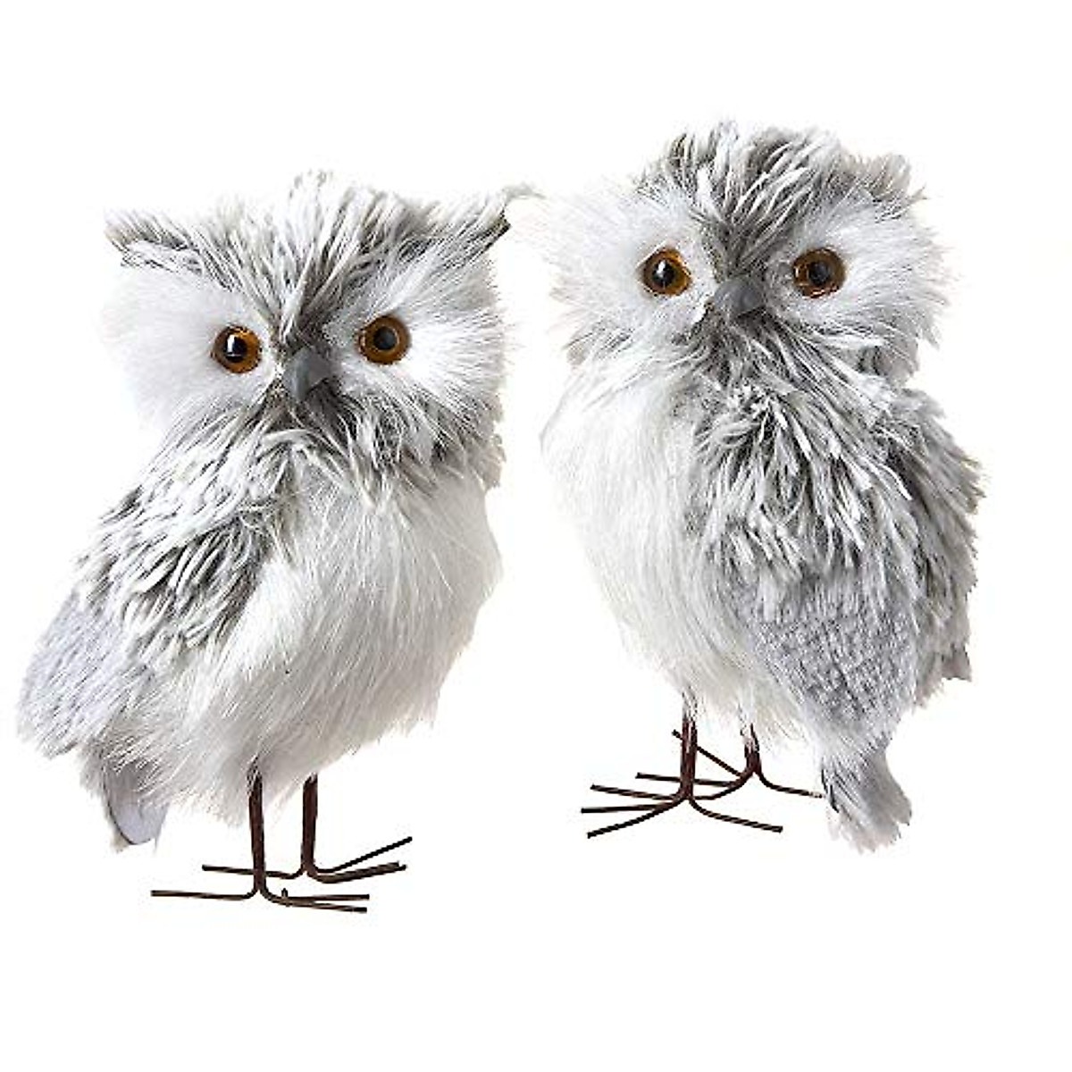 Kurt Adler 5-Inch Furry Gray Owl Set of 2