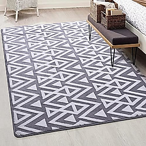 Memory Foam Area Rugs 4'X6' for Bedroom, Room, Plush Geometric Textured Carpets for Kids Room, Shaggy Washable Rug for Nursery Dorm Room Decor, Grey
