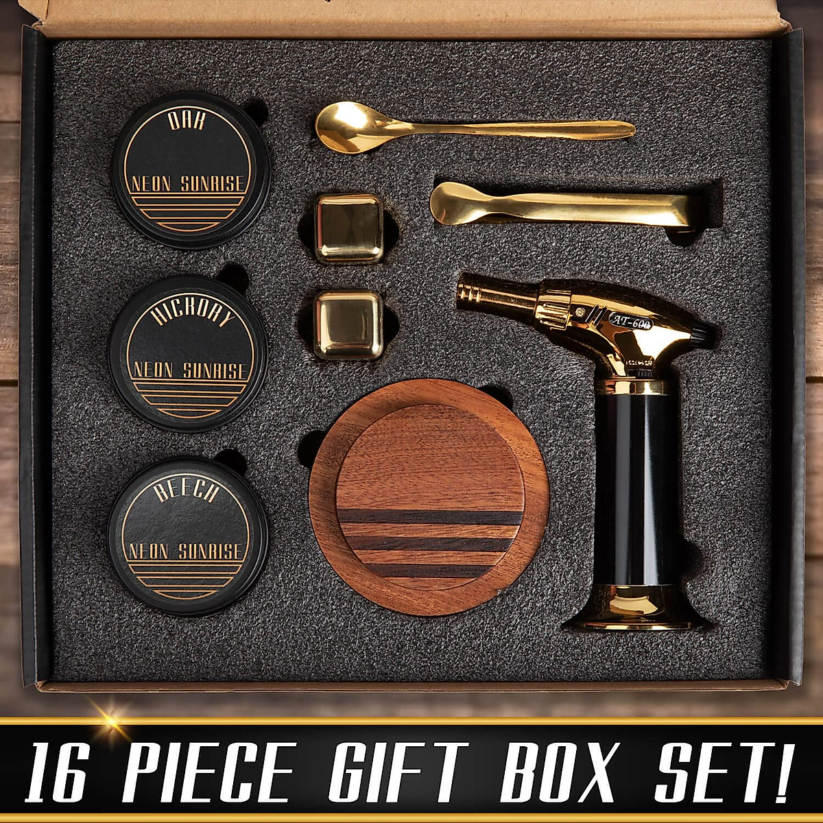 Cocktail Smoker Kit with Torch | 6 Flavors Wood Chips | Bourbon, Whiskey Smoker Infuser Kit, Old Fashioned Drink Smoker Kit, Birthday Bourbon Whiskey Gifts for Men, Dad, Husband