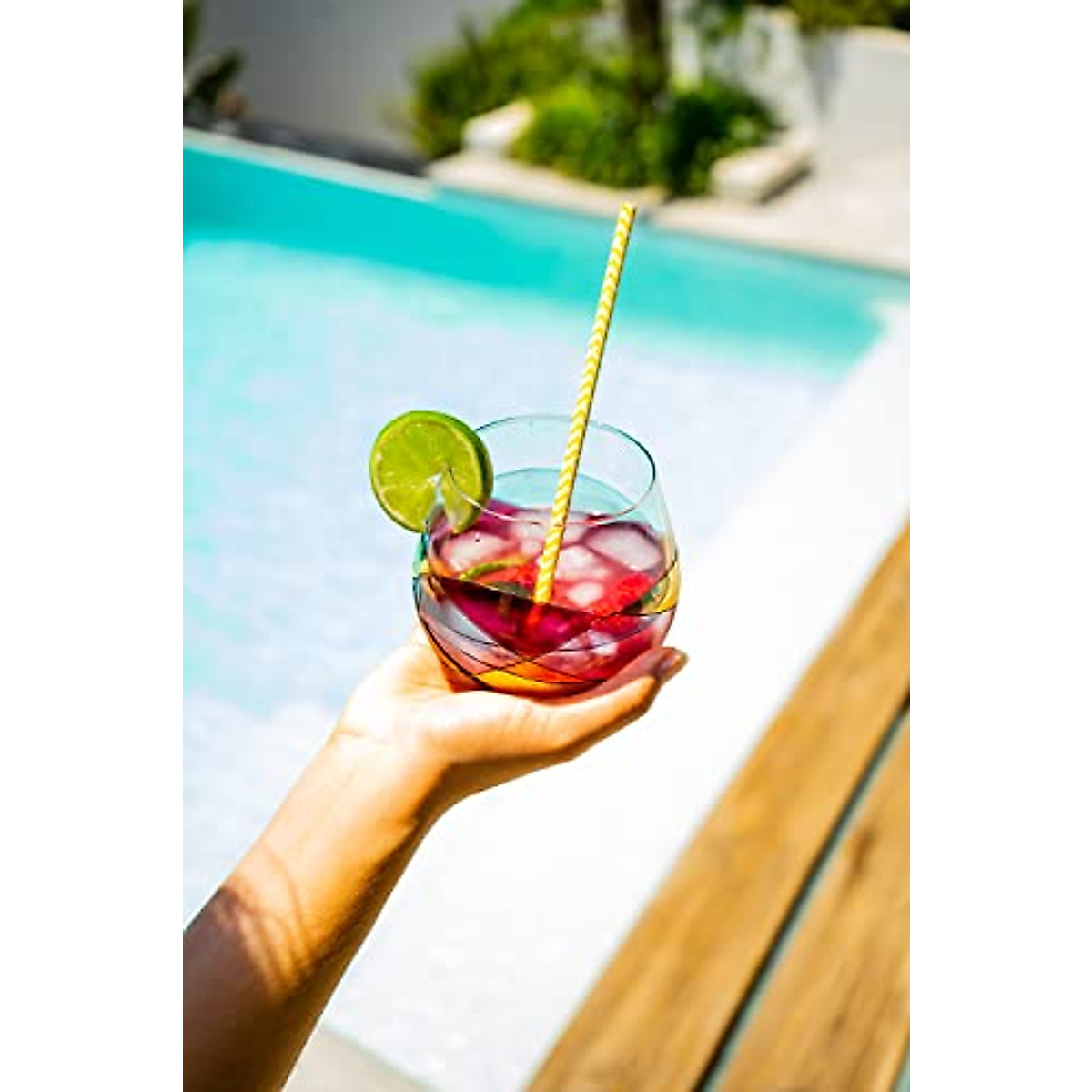 Antoni Barcelona Stemless Balloon Wine Glasses Set of 2 (21.5 Oz) – EXCLUSIVE BOX -Handblown & Handmade, Painted Red Wine Glass, Gifts for Women, Birthdays, Anniversaries, and Weddings - 2 Unit