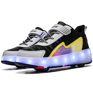CEIEOE Kids Roller Skates Sneaker with 4 Wheels Colorful LED Sport Shoes Can Charge for Beginner Best Gift More Balanced