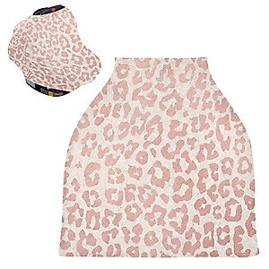 Rose Gold Leopard Baby Car Seat Covers Animal Texture Print Carseat Canopy Soft Infant Stroller Cover Nursing Breastfeeding Covers for Girls Boys Newborn Fit Summer Spring Autumn