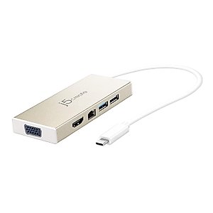 j5create USB-C 3.1 Mini Hub- USB 3.1/3.0/2.0| HDMI 1920 x 1200 @ 60 Hz/VGA 1920 x 1200 @ 60 Hz | Gigabit Ethernet | Compatible with USB C Devices