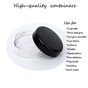 ZEJIA 10 Gram Sample Containers, 20 Count Cosmetic Containers with Lids, Refillable Empty Sample Jars, Small Plastic Containers with Lids (Black)