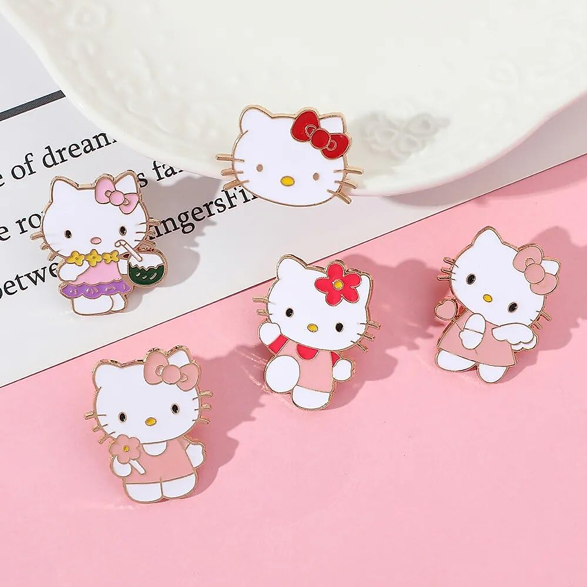 6 Pcs Anime Kitten Pins Anime metal Pins for Clothing Backpack Decoration Gift