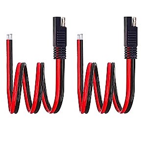 OUQYLG SAE Connector Cable Plug SAE Extension Cable 2 Pin SAE Single Plug Quick Connector Disconnect Plug SAE Automotive Extension Cable for Motorcycle, Car, Tractor - 1ft/30cm (10 AWG-2 Pack)