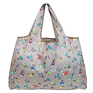 allydrew Large Foldable Tote Nylon Reusable Grocery Bags, 5 Pack, Cuddly Animals