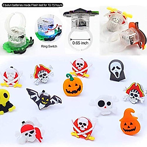 50 Packs Halloween LED Light Up Rings Halloween Glow in The Dark Party Supplies Halloween Light up toys Treat Bag Fillers