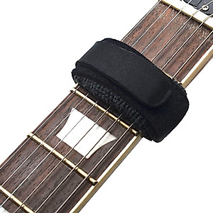Facmogu 2PCS Guitar String Mute Dampener, Guitar String Cover Belt, Adjustable Bass Guitar Mute Silencer, Fretboard Muting Straps, Guitar Noise Damper Tape, Musical Instrument Accessories - Black