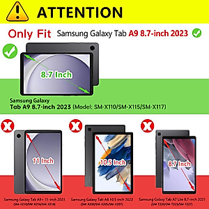 ZtotopCases for Samsung Galaxy Tab A9 8.7 Inch 2023, Rugged 2-Layer Case with Built-in Screen Protector & Kickstand, Shockproof Full Body Protective for Samsung A9 Tablet(SM-X110/X115/X117), Black