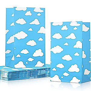 Tallew 24 PCS Blue Sky Clouds Paper Party Bags Cloud Treat Candy Goodie Bags Blue Sky Gift Bags Wrapping Party Favor Bags for Baby Girls Baby Shower Birthday