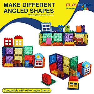 Playmags Magnetic Tiles, 18Pcs Magnetic Building Bricks, Exclusive Magnetic Blocks, Skill Development, Ages 3+ (Big Bricks Tiles)
