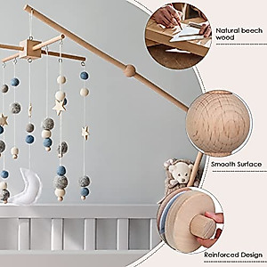 Crib Mobile Arm - Rotating Wooden Mobile Arm for Crib 28-33 inch Baby Mobile Hanger Nursery Mobile Stand for Crib (PZARM001) (zhijia) (Log Color)