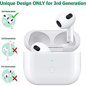 Avainaly Wireless Charging Case for AirPods 3rd Gen, Compatible for AirPod 3rd Generation Charging Case Replacement, Built-in 660 mAh Battery with Bluetooth Pairing Sync Button (White)
