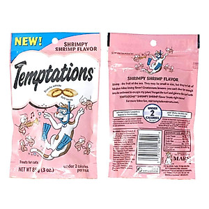 Temptations Cat Treats Variety Pack Bundle of 4 Flavor Pouches (Rockin? Lobster, Shrimpy Shrimp, Tempting Tuna, Tantalizing Turkey; 3 oz Each)