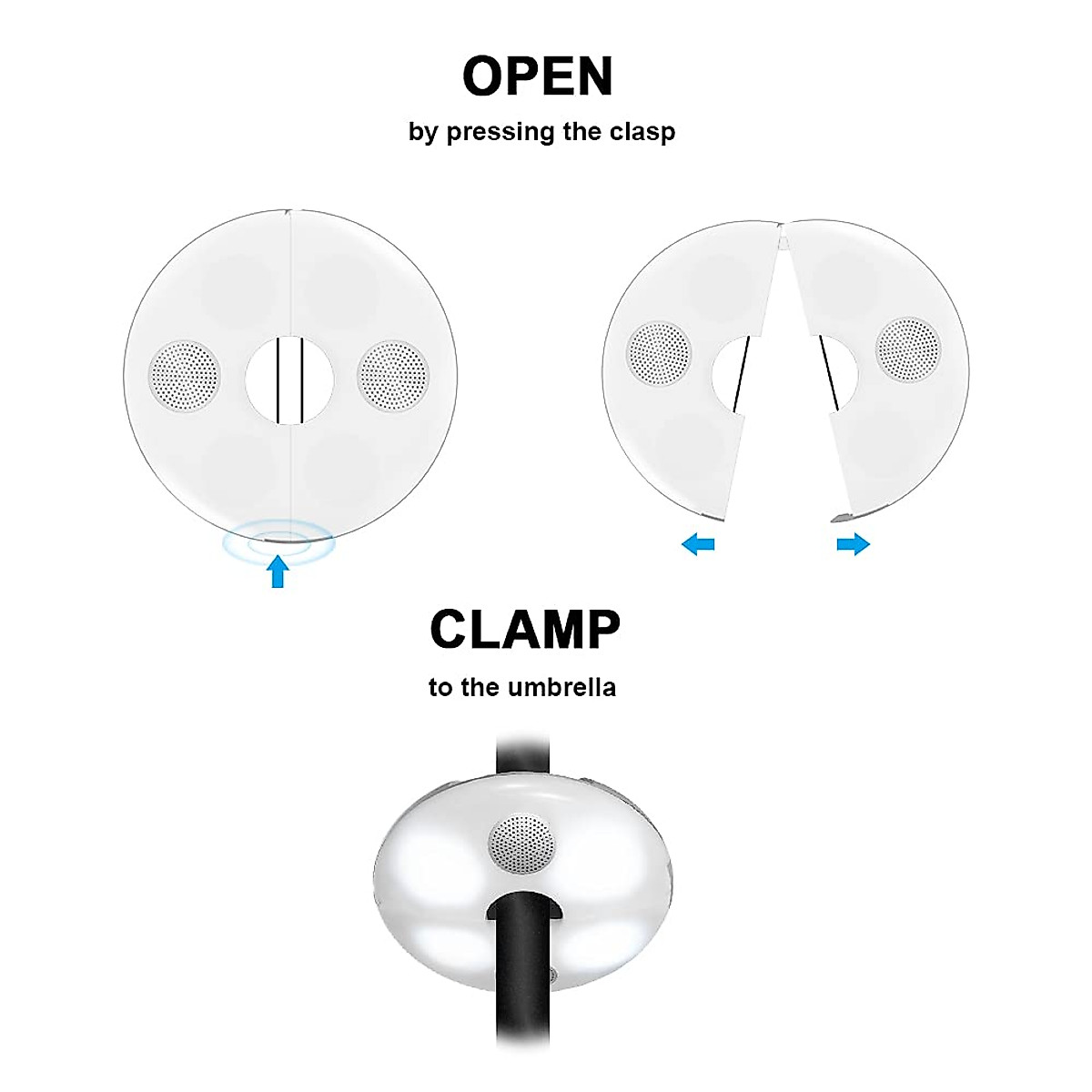 Patio Umbrella Light with Bluetooth Speaker,LED Outdoor Waterproof RGB Color Changing Parasol Light,Rechargeable USB Portable Tent Lamp for Camping Garden Patio Restaurant