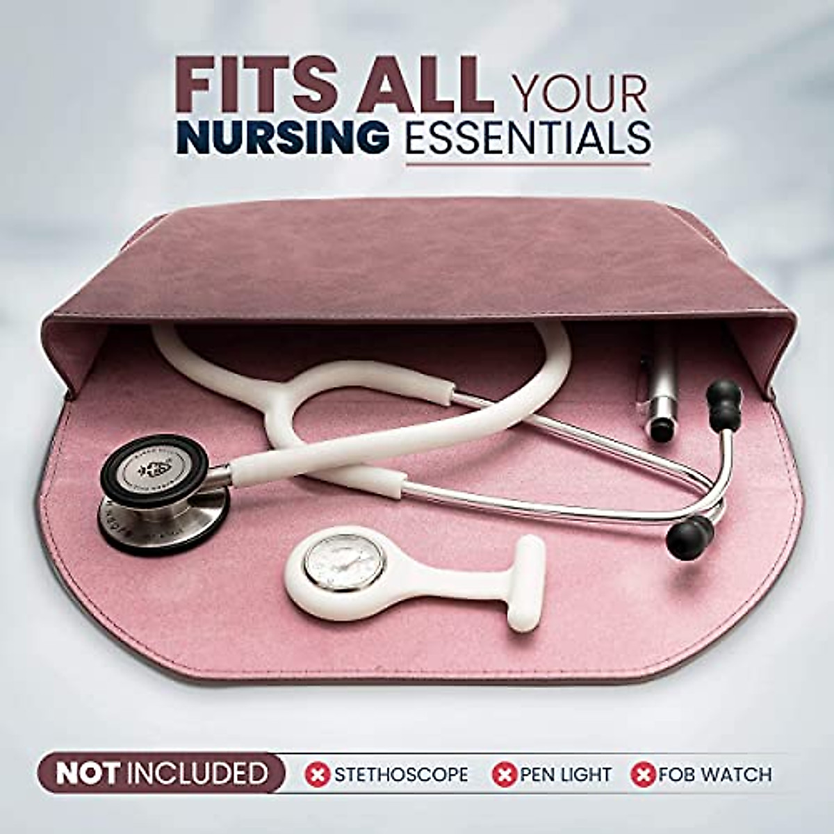 BJÖRN HALL Stethoscope Case for Nurses | Littman Classic III MDF | Nursing Personalized Leather Carry Travel Accessories | Nurse Women Men Bag | Fits Essentials Badge Reel Pen Charms | Crushed Violet