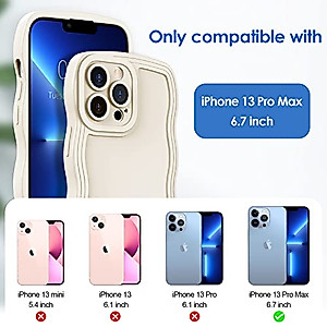 Anuck Case for iPhone 13 Pro Max Case Wave, Curly Frame Design for Women Girls, Cute Wavy Solid Color Aesthetic Phone Case Soft Flexible TPU Shockproof Full-Body Protective Case Cover 6.7" - White