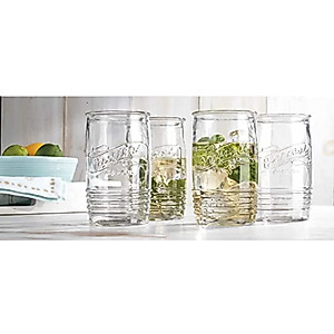 Glaver's Glass Tumbler Drinking Glasses Set of 4 – Genuine Artisan-Made Vintage Italian Original Mason – Elegant 20 Oz Clear Tumbler Glassware Set for Refreshing Drinks, Beverages, Iced Tea.