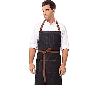 Chef Works Unisex Memphis Chefs Bib Apron, Indigo Blue, One Size