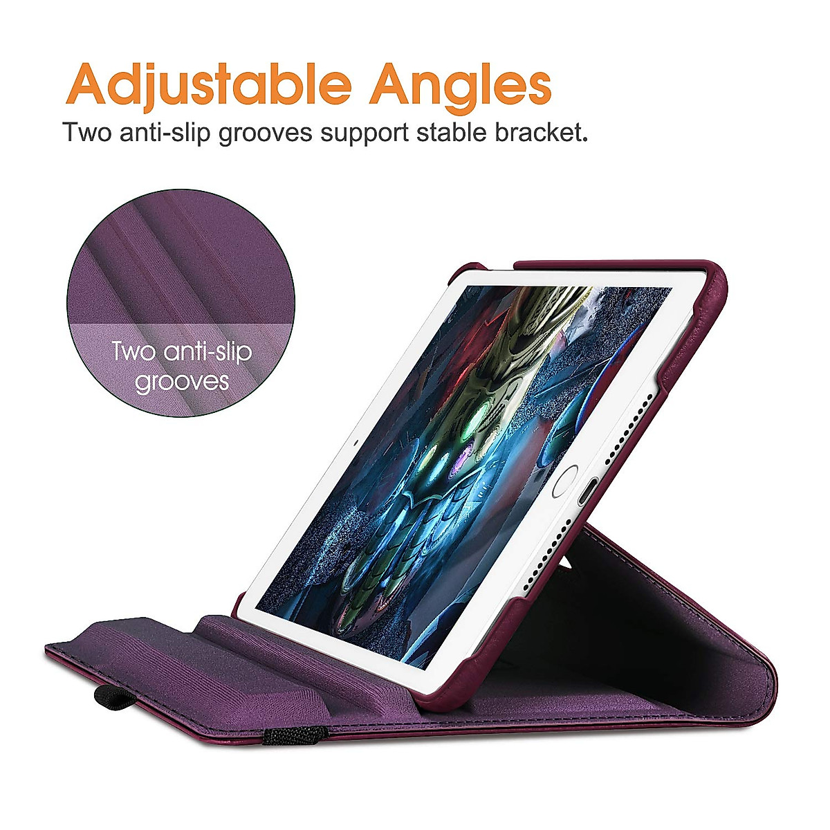 Fintie Rotating Case for iPad Mini 5th Generation 2019 / iPad Mini 4 (7.9 Inch) - 360 Degree Rotating Smart Stand Protective Back Cover, Auto Sleep/Wake Feature, Purple