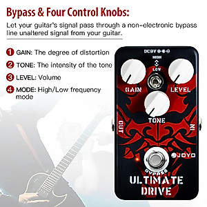 JOYO Overdrive Distortion Pedal Rich Bordering-on-Distortion Overdrive for Electric Guitar Effect - Bypass (Ultimate Drive JF-02)