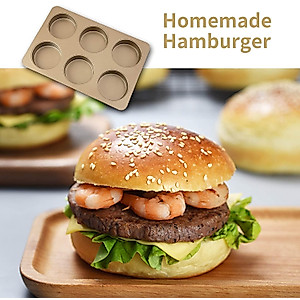 Yomvzake 2 Pack Hamburger Bun Pan, Nonstick Hamburger Bread Forms 4 Inch Cake Pan Mini Round Disc Pan for Baking Burger Buns English Muffin Whoopie Pies Muffin Top
