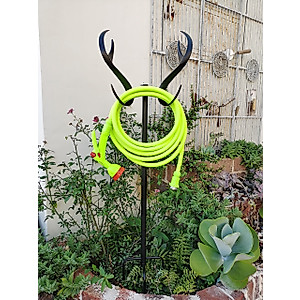 BSTWISH Iron Antler Hose holder - Decorative Hose Butler Hose Reel - Antler Hose Stand Hanger, Heavy Duty Reindeer Water Hose Rack