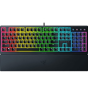 Razer Ornata V3 Gaming Keyboard: Low-Profile Keys - Mecha-Membrane Switches - UV-Coated Keycaps - Backlit Media Keys - 10-Zone RGB Lighting - Spill-Resistant - Magnetic Wrist Wrest - Classic Black