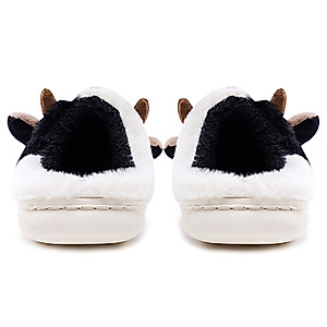 sharllen Fuzzy Cow Slippers for Kids Cute Fluffy Cow Kids House Slippers Toddler Girls Boys Animal Cartoon House Shoes for Indoor Outdoor