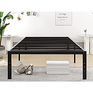 FSCHOS Bed-Frame-Twin, 16 Inch Metal Platform Twin-Size-Bed-Frame No Box Spring Needed, Heavy Duty Twin Size Bed Frame Easy Assembly, Noise Free, Black