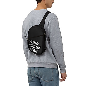 Custom Sling Bags With You Logo Text Picture Personalized Chest Bags Travel Business Shopping Sport MensCustom Chest Bags, Black