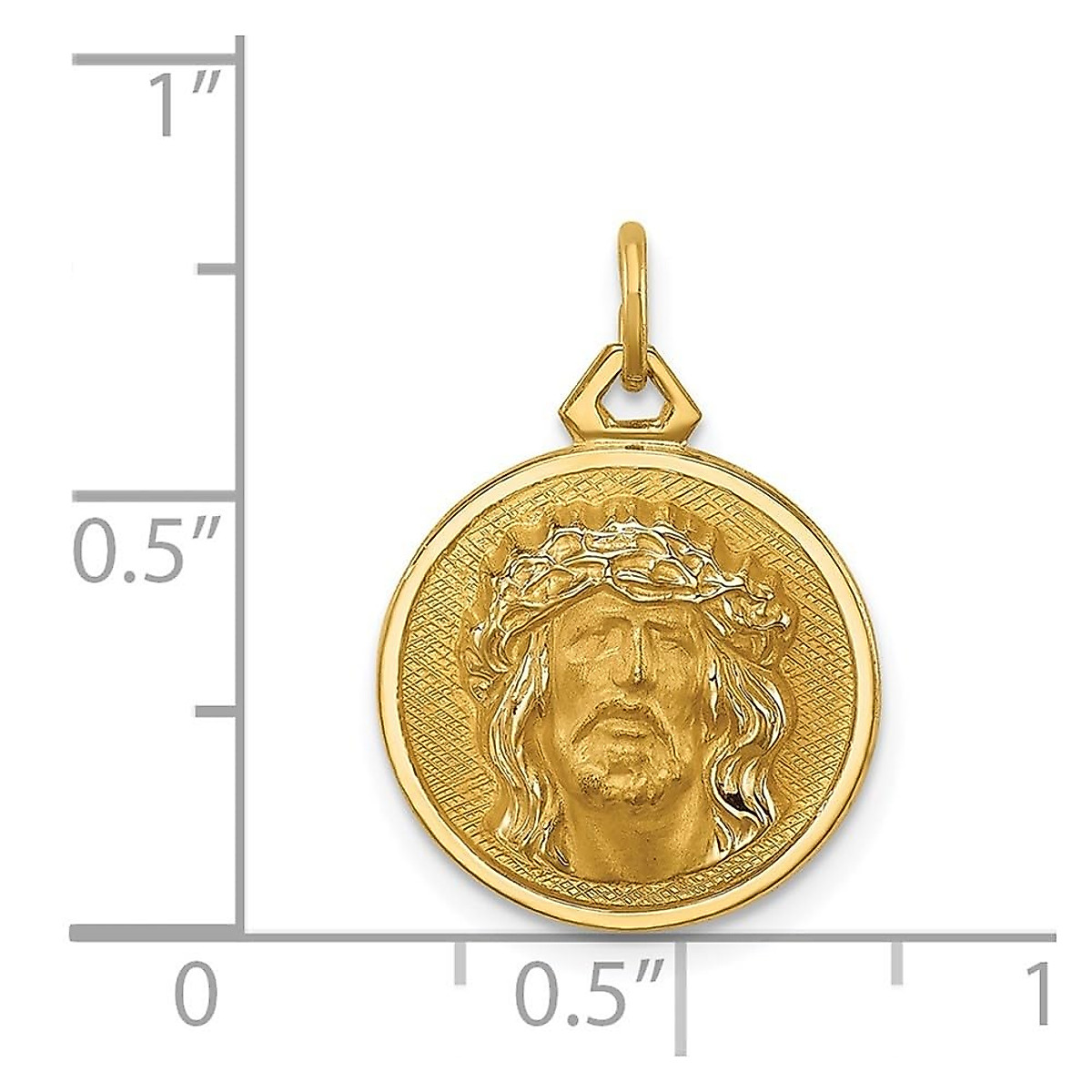 Diamond2Deal 14k Yellow Gold Hollow Satin Small Round Jesus Medal