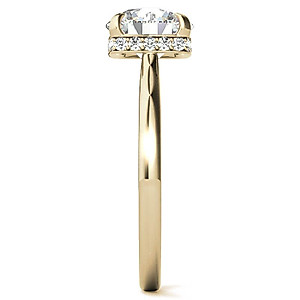 10K Solid Yellow Gold Handmade Engagement Ring 1.50 CT Round Cut Moissanite Diamond Solitaire Wedding/Bridal Rings Set for Women/Her, Awesome Rings Gift for Wife